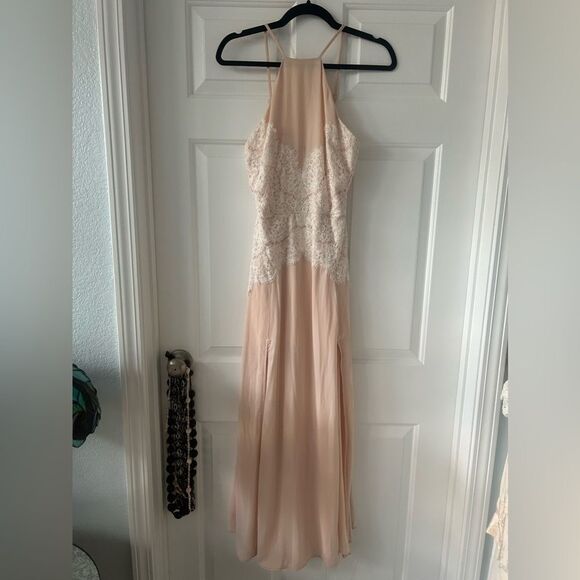 Missguided | Dresses | Missguided Blush Nude Halter Maxi Dress With ...
